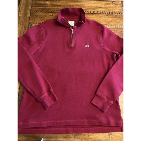 Lacoste | Sweaters | Lacoste Mens Eu5 Large Red Handsome 4 Zip Sweater ...